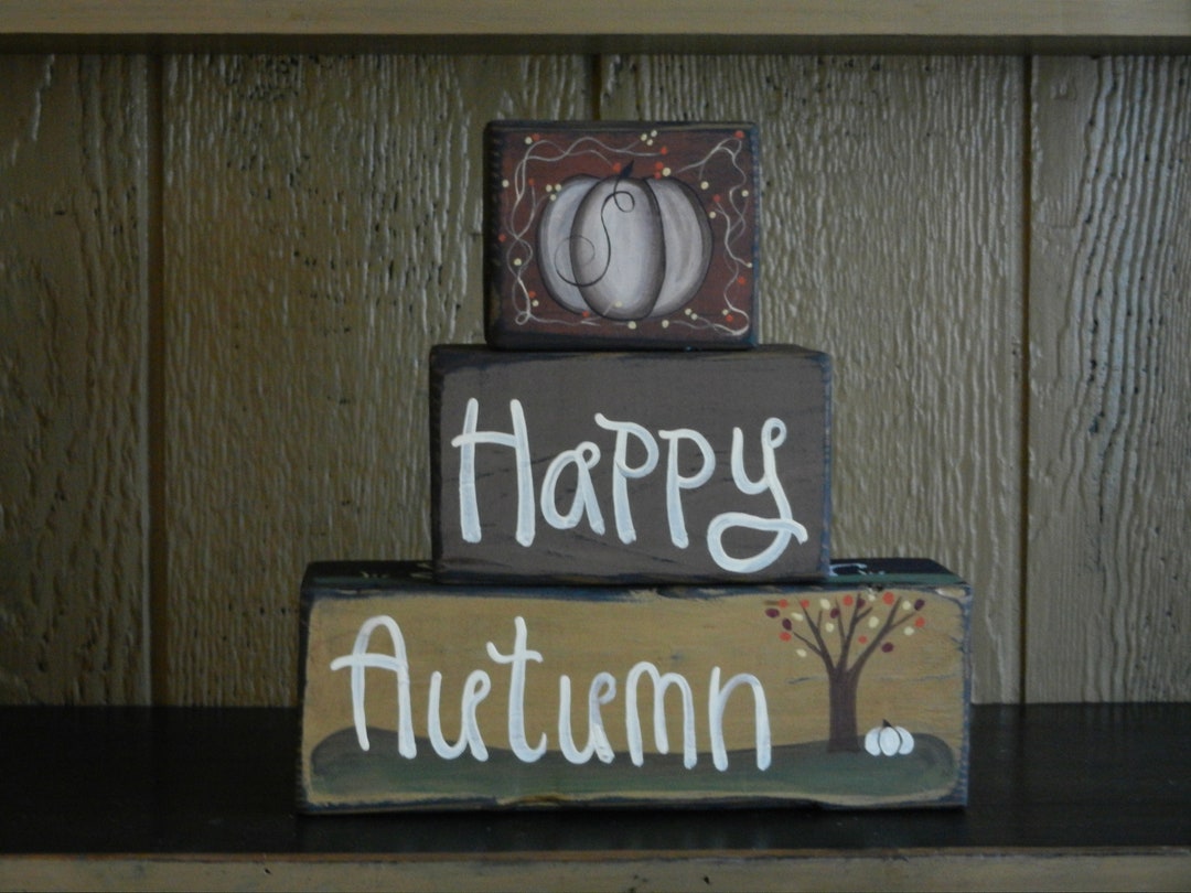Primitive Seasonal Word Blocks/reversible Blocks/4 Seasons/3piece Set ...