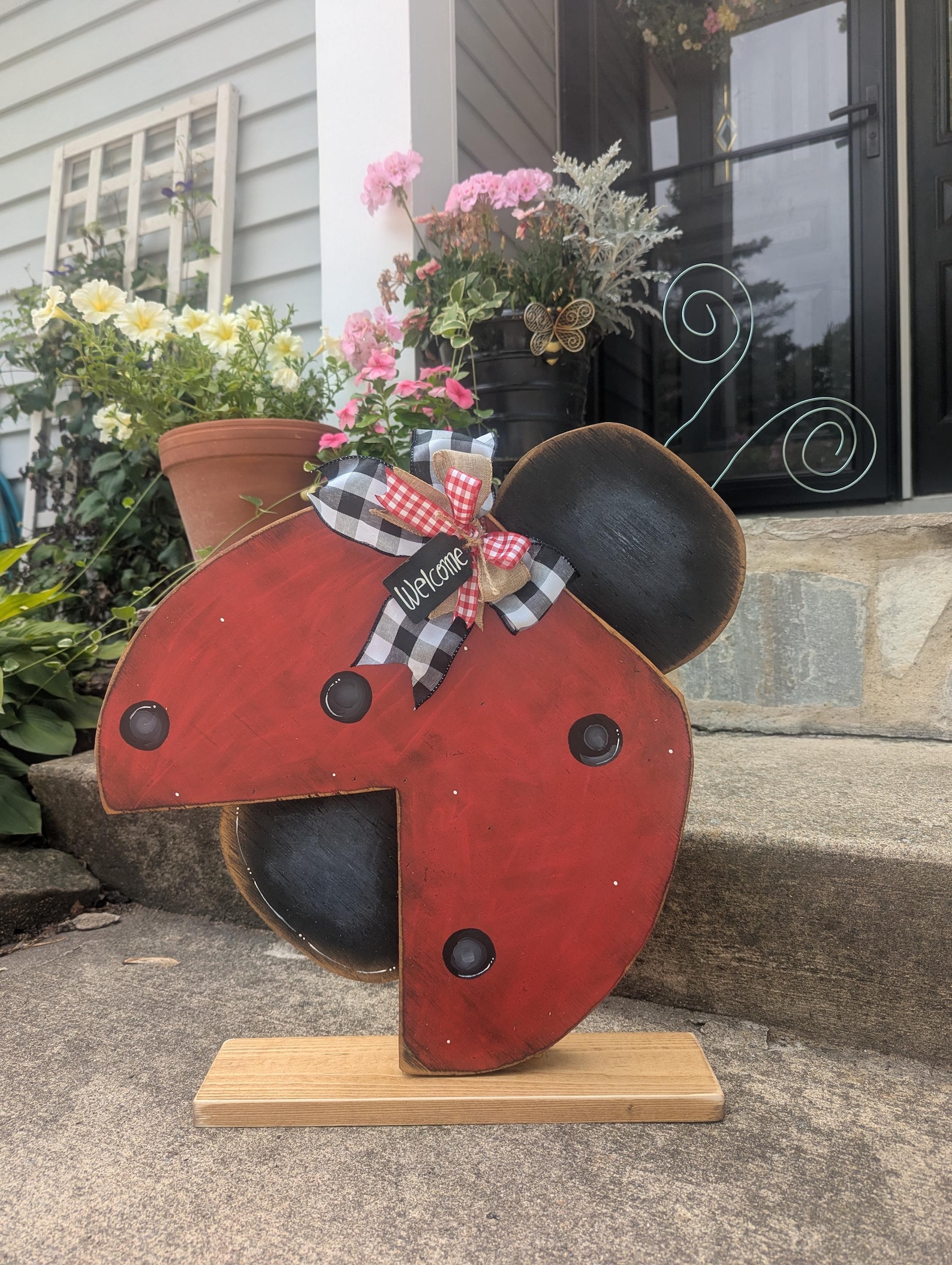 Rustic Wood Ladybug Porch Stand 20" Tall/ Made per Order Not Ready to ...