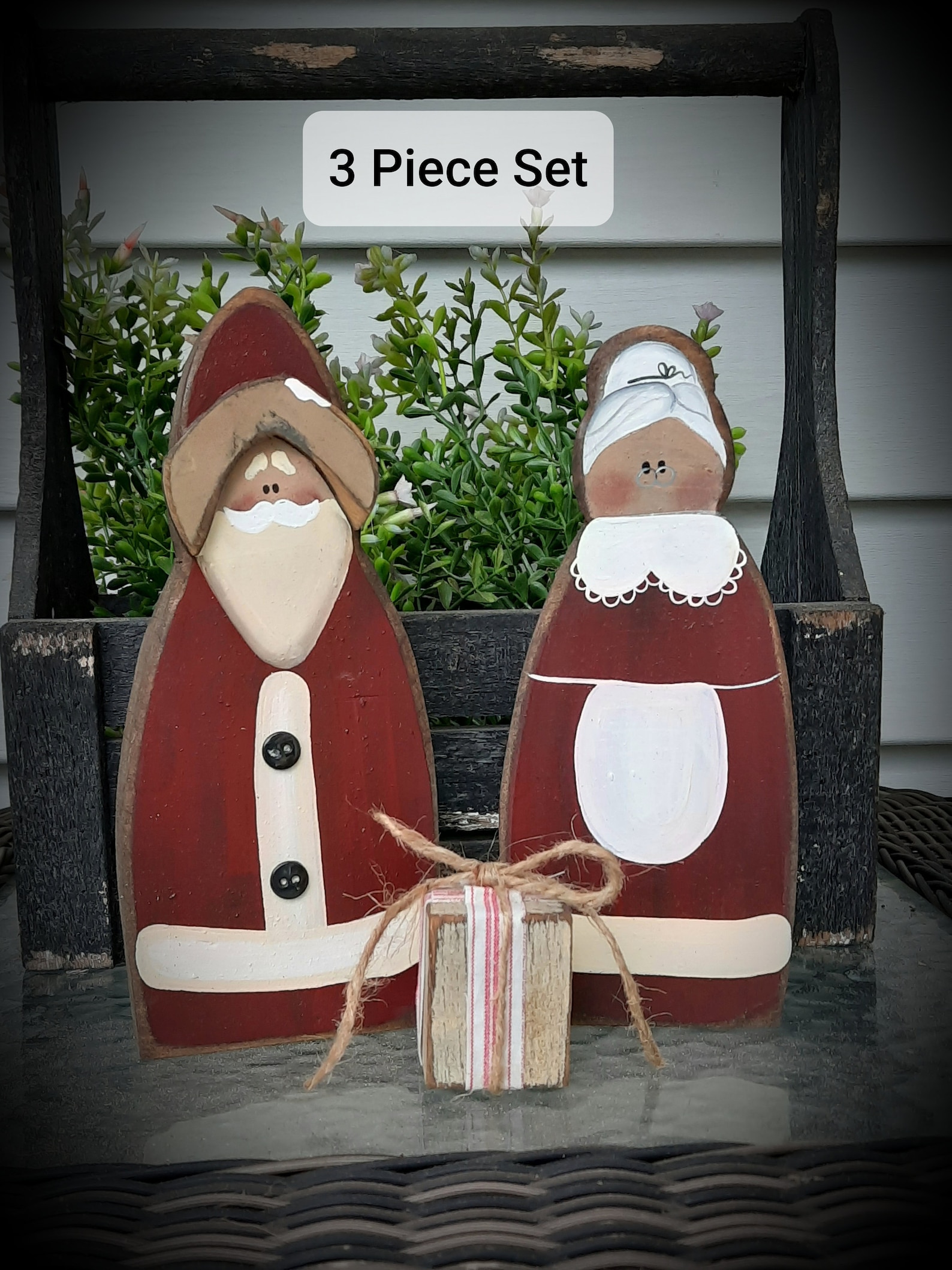 Wood Santa Clause Set/tabletop/ 3 Piece Set/8" Tall/ Made PER Order NOT ...