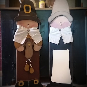 Standing Wood Pilgrim Set/3 Feet Tall/primitive Thanksgiving Decor/made ...