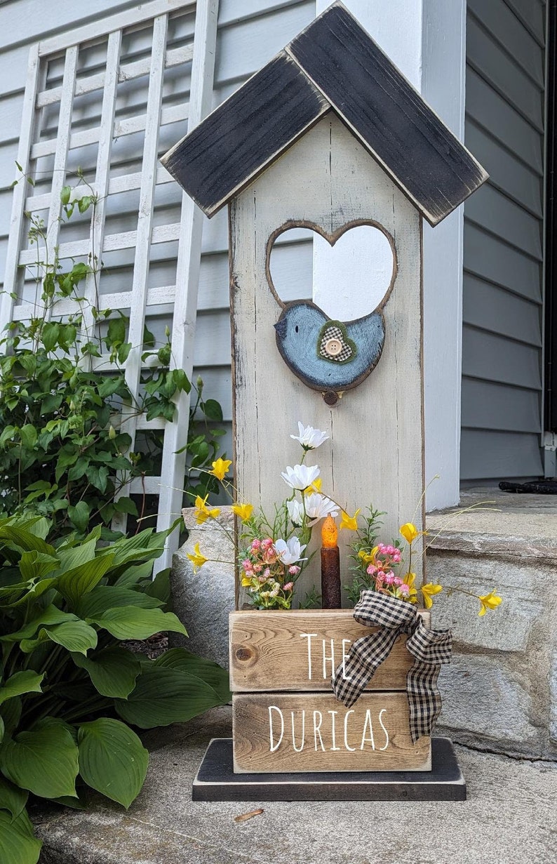 Wooden Birdhouse/3ft/standing Display/porch Decor - Etsy