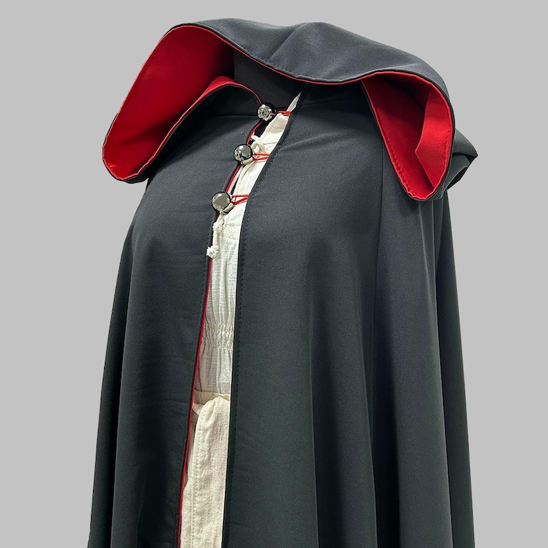 Medieval Two-tone Cloak With Deep Hood: Red and Black Fantasy Cape ...