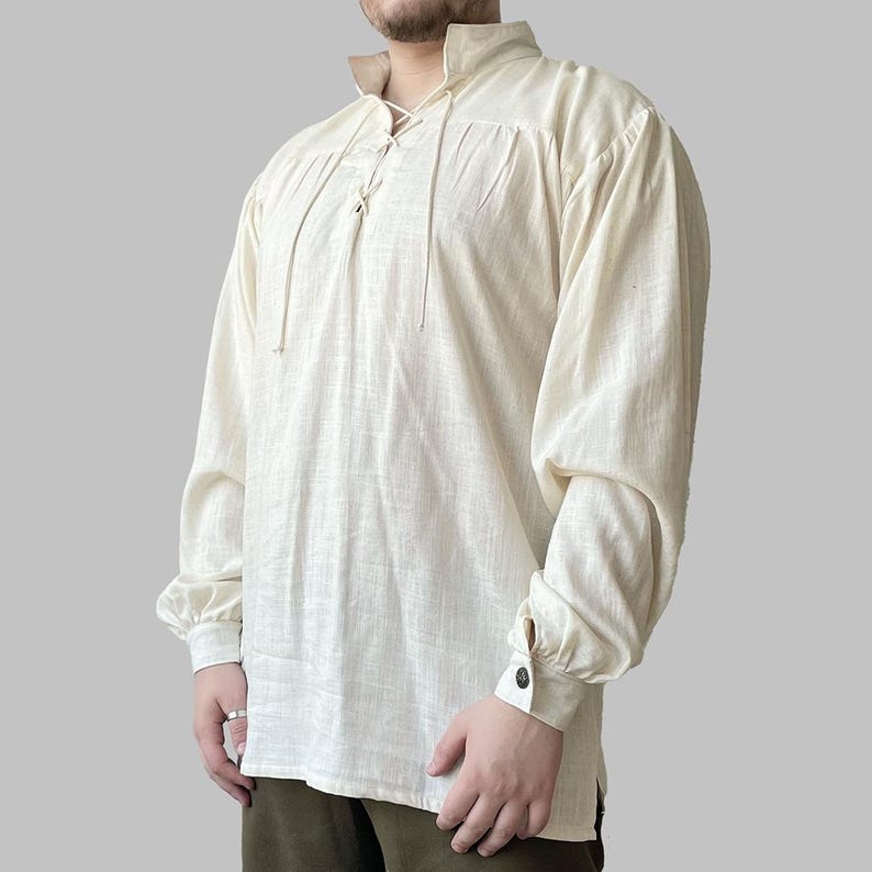 Medieval Linen Shirt – Renaissance/viking Peasant Tunic With Lace-up ...