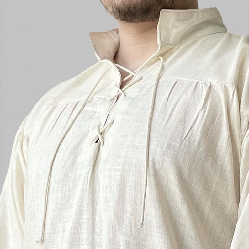 Medieval Linen Shirt – Renaissance/viking Peasant Tunic With Lace-up ...
