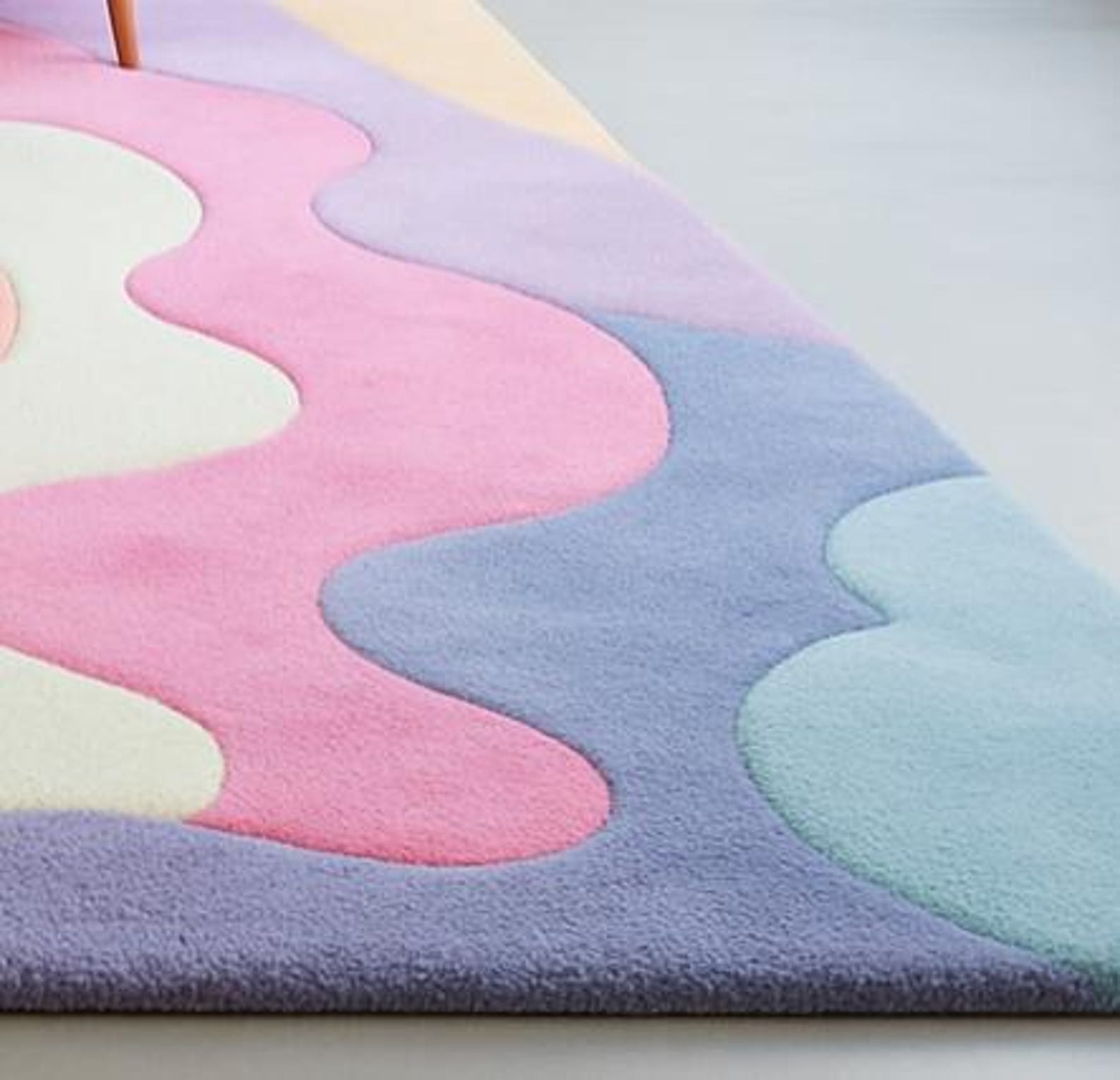 Hand Tufted Wool Rug Pastel Wavy Rug Modern Abstract Colorful Area ...