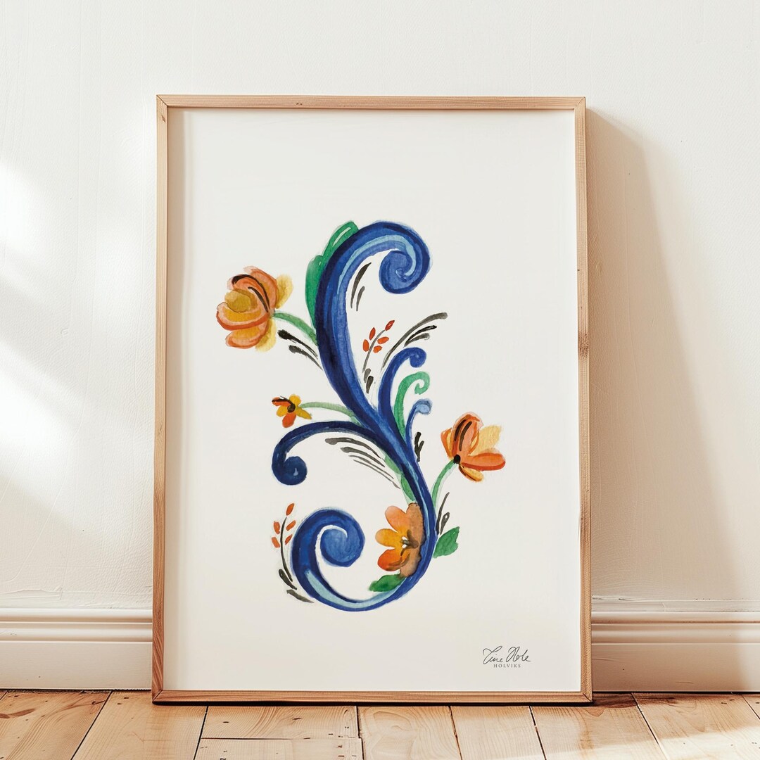 Printable Rosemaling Wall Art – Scandinavian Folk Art – A4 & Letter ...