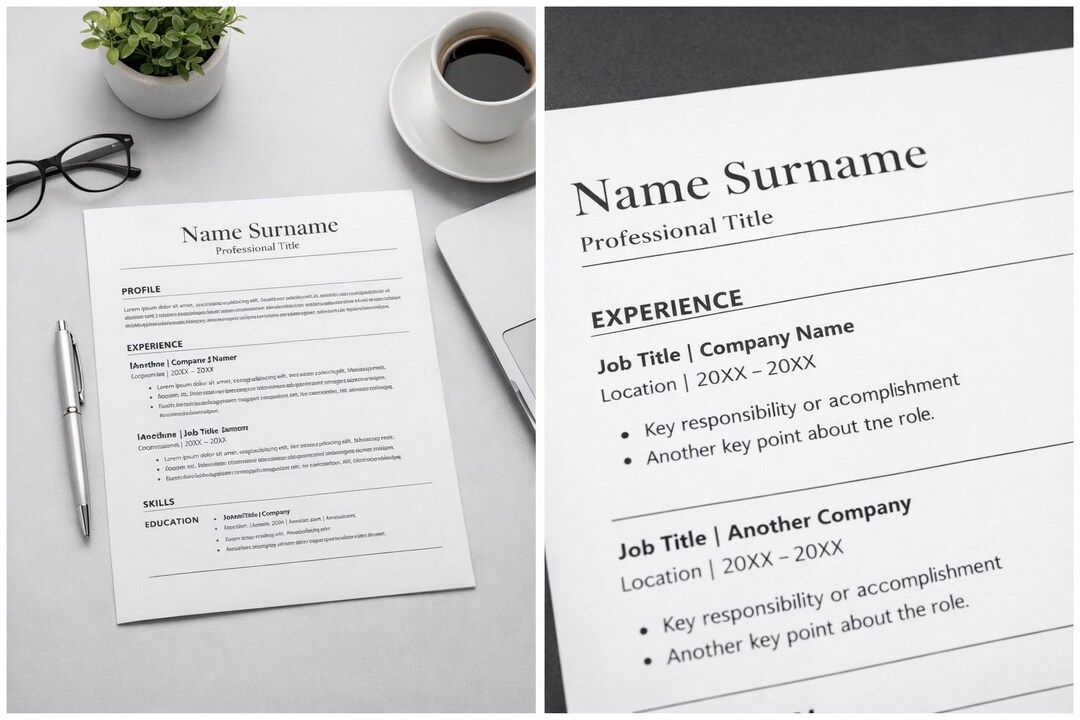 Professional UK Resume Template | Editable CV | Canva Resume - Etsy