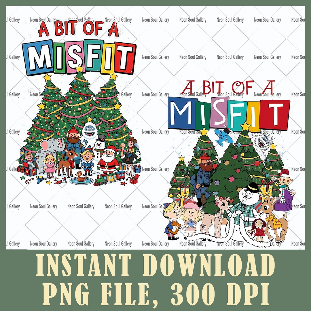 Misfit Christmas Characters PNG, Funny Holiday Shirt Design (digital ...