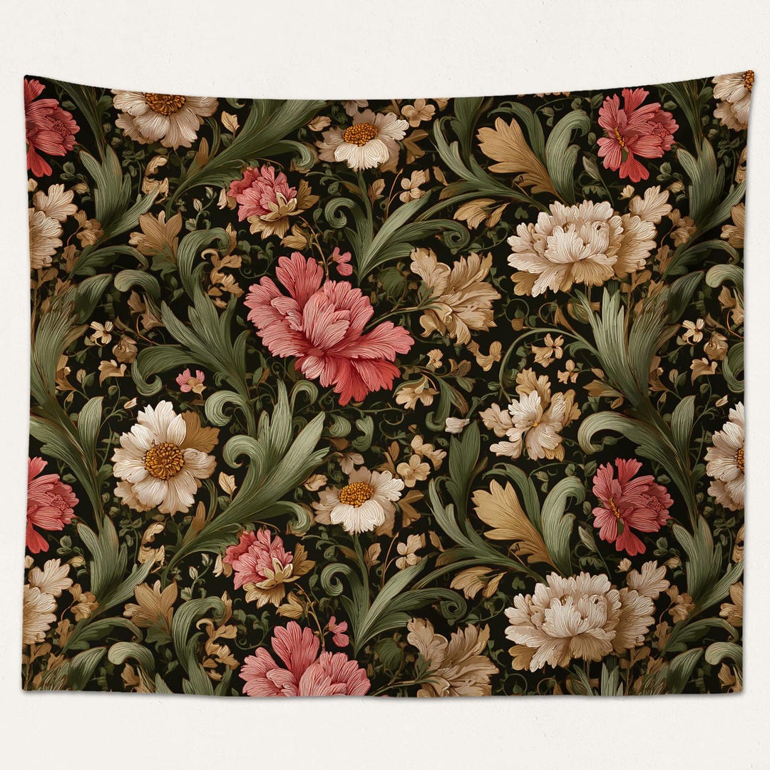 Tapestry With Retro Victorian Style Art: Large Modern Wall Hanging ...