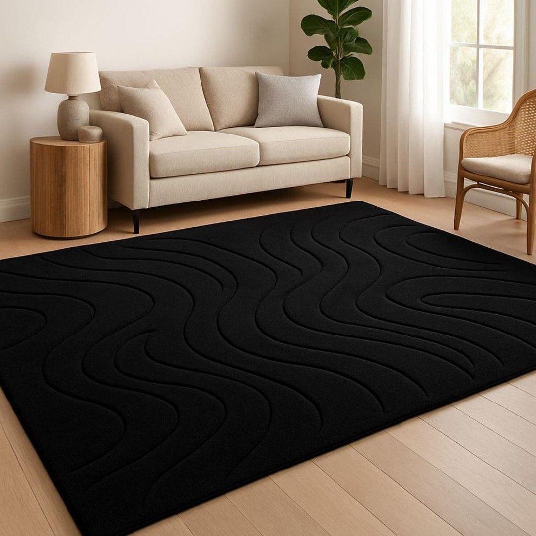 Blue Wave Rug | Modern Abstract Irregular Carpet - Etsy