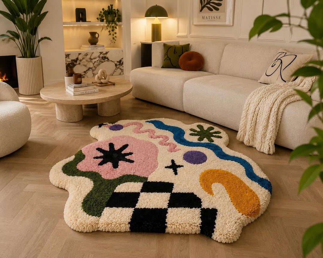 Cosmic Doodle Handmade Tufted Rug | Abstract Area Rug | Modern ...