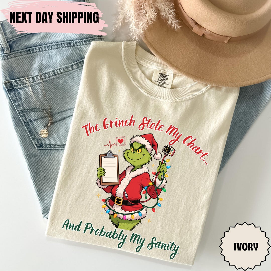 The Grinch Stole My Chart Nurse Shirt, Funny Christmas Nurse Tee ...