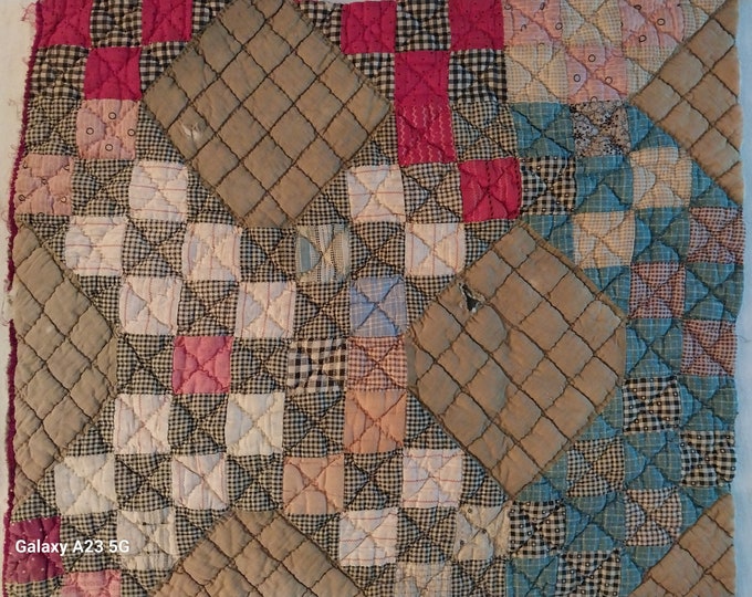 Vintage Cutter Quilt 22 X 25 1/2 Primitive Look Handmade Quilt Piece ...