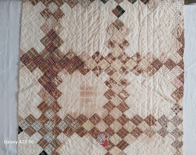 TATTERED Vintage Cutter Quilt Piece 26 X 26 1/2 Handmade Quilt Piece ...