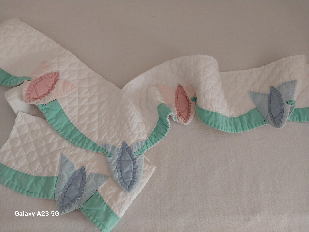 Vintage Tulip Applique Border From Quilt 5 " Wide X 80 " Long Quilt Border Decorative Quilt ...