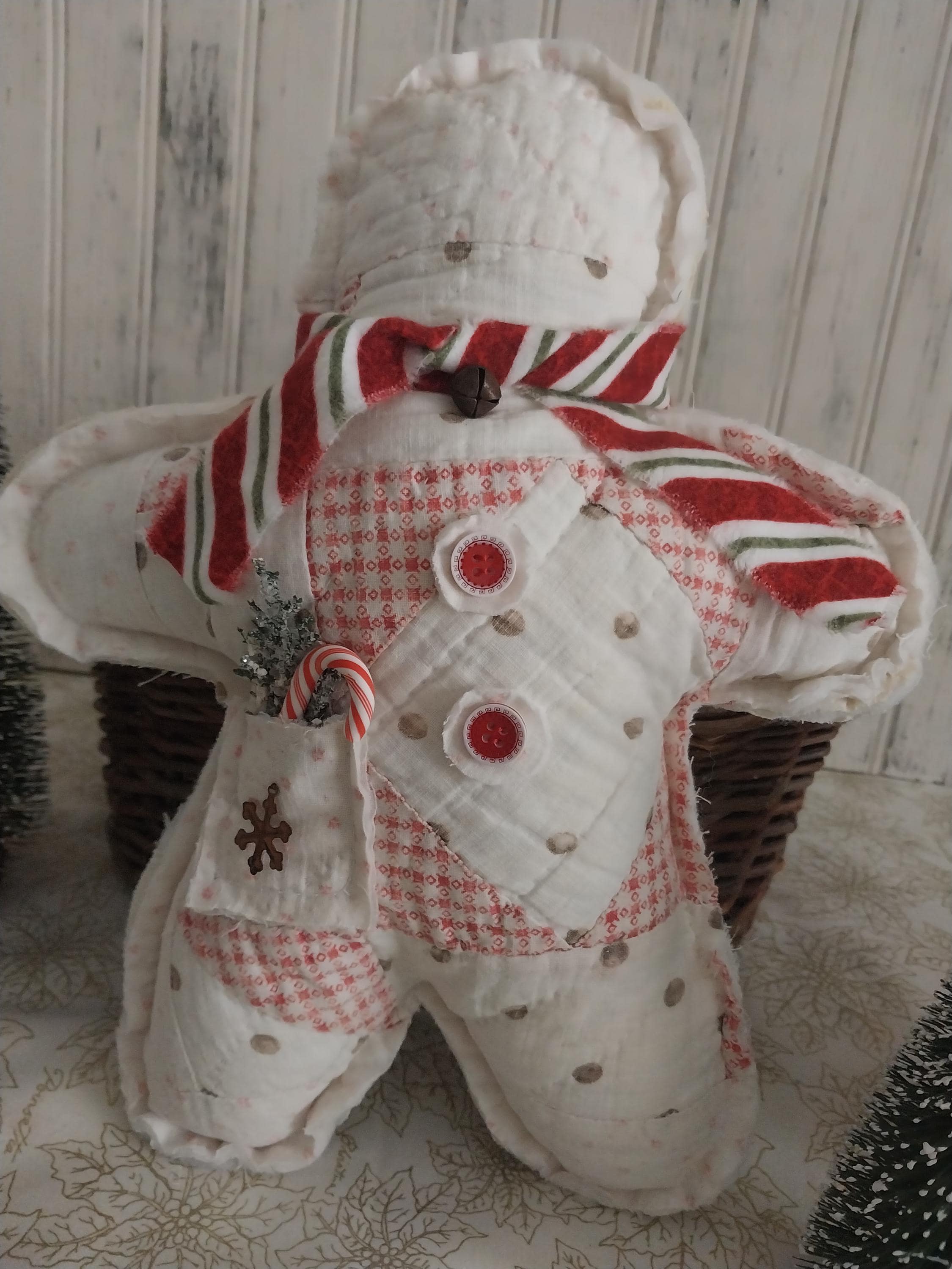 Gingerbread Man / 11 Inches Tall / Vintage Repurposed Quilt / Farmhouse ...
