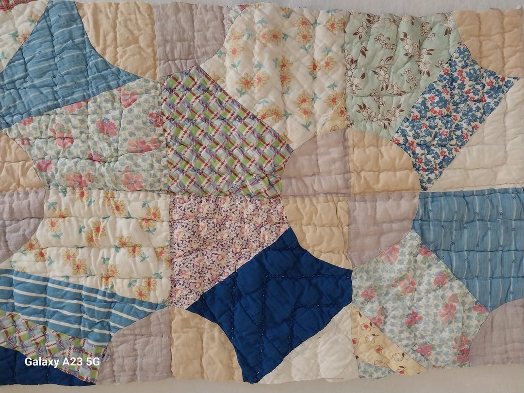 Vintage Cutter Quilt Piece 19 X 28 1/2 Faded Some Handmade Quilt Piece ...