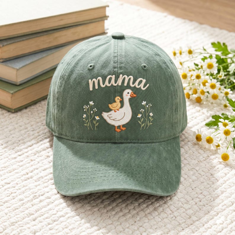 Embroidered Mama Goose Hat, Washed Cotton Cap, New Mom Gift - Etsy
