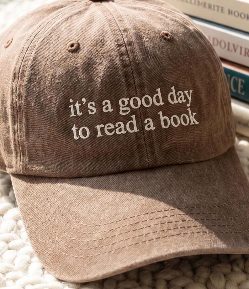 Embroidered Book Lover Hat, Reading Teacher Cap, Bookish Gift, Cotton ...
