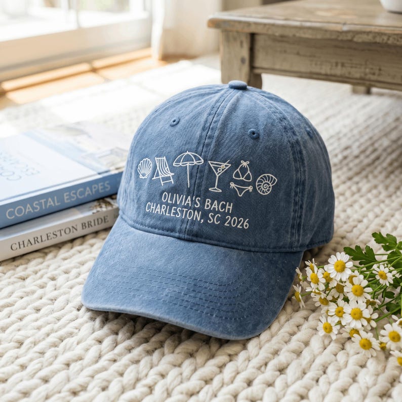Embroidered Custom Beach Bachelorette Hat: Coastal Bride Trip Cap - Etsy