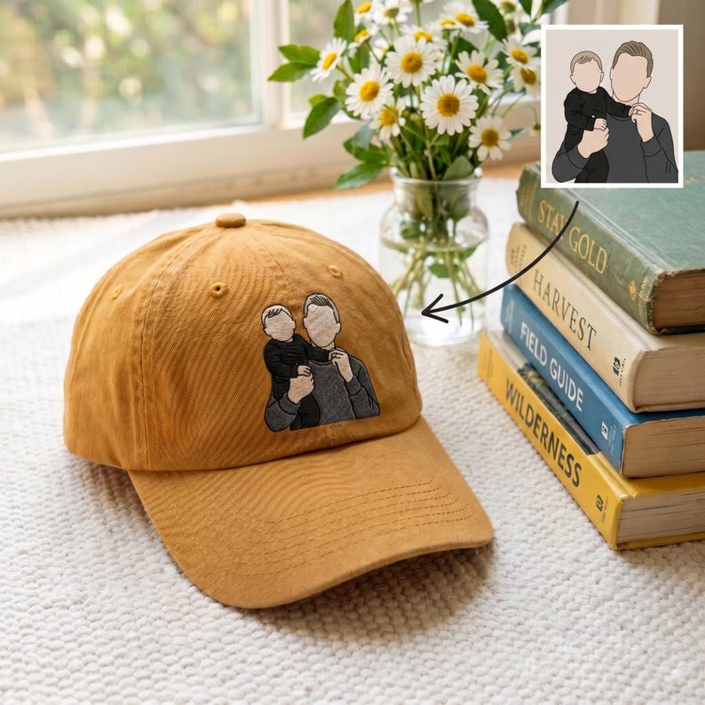 Custom Embroidered Dad Hat – Photo Portrait Baseball Cap - Etsy