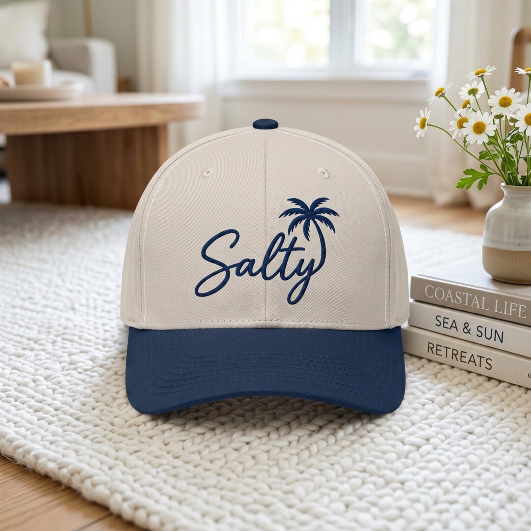 Embroidered Salty Palm Hat, Trendy Summer Beach Cap, Cotton Washed ...