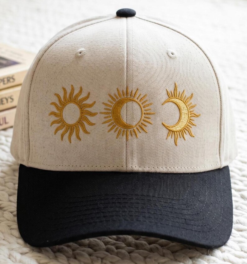 Embroidered Sun Moon Cap, Pastel Boho Cotton Summer Hat - Etsy