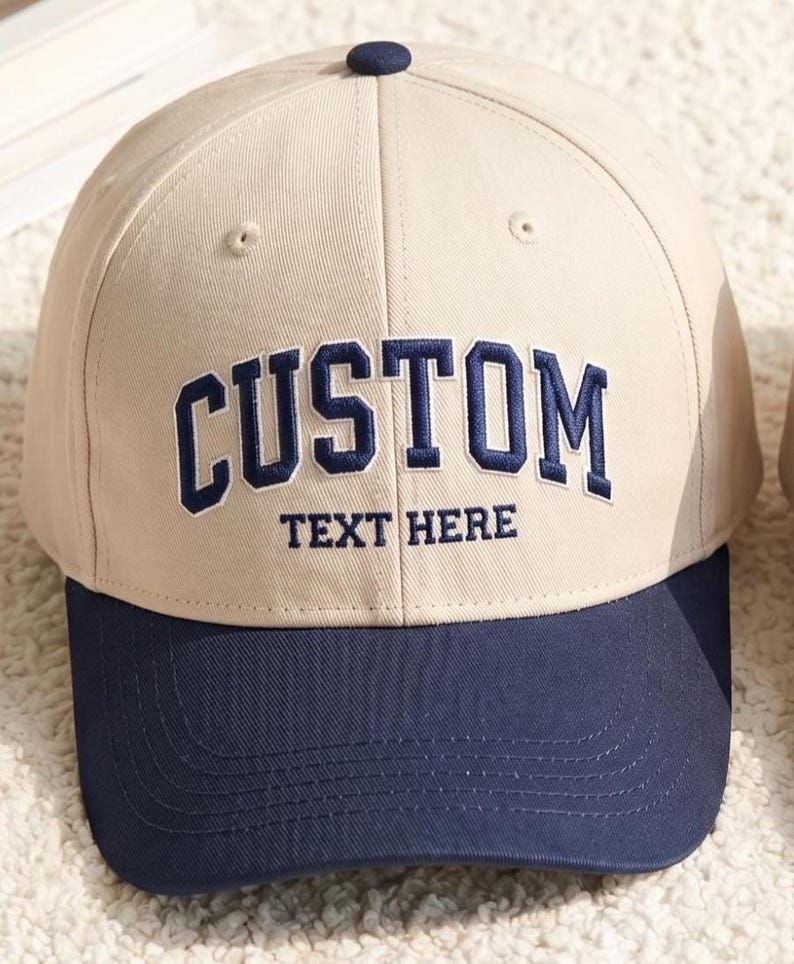 Custom Embroidered Washed Cotton Cap | Retro College Letters Style - Etsy