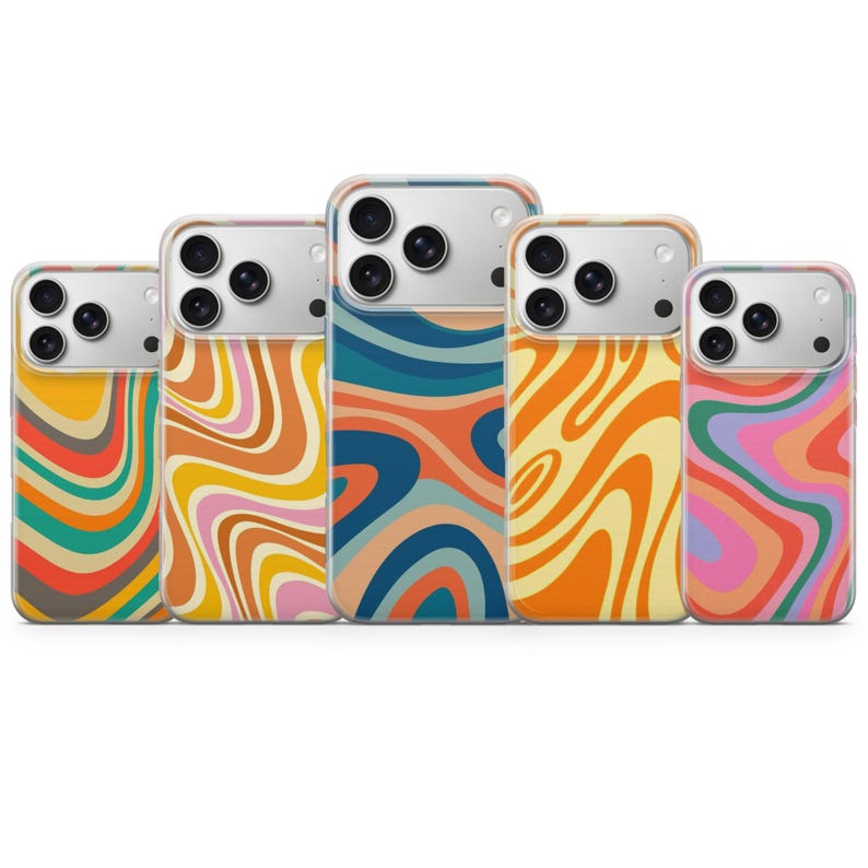 Retro Abstract Phone Case Groovy Pattern Cover for iPhone 17 Pro Max ...
