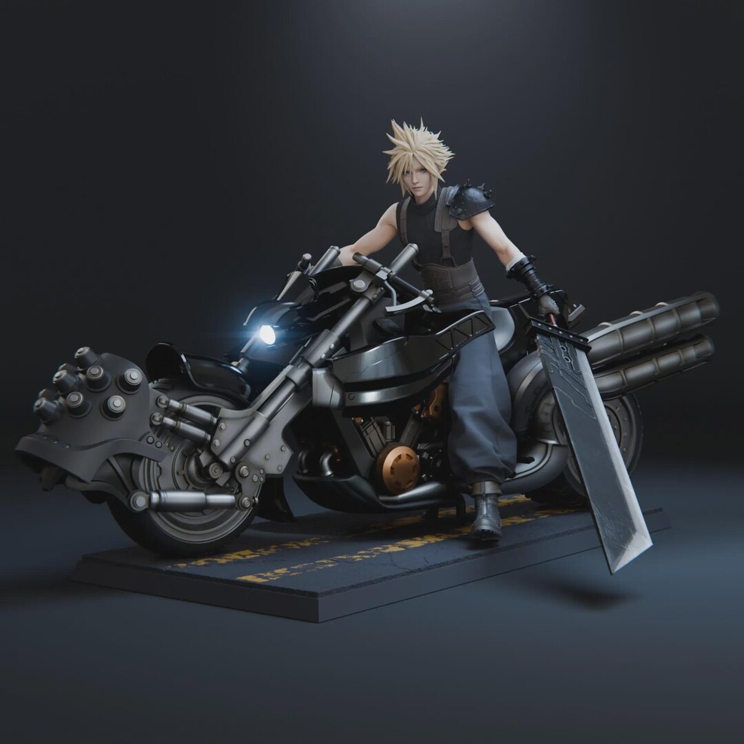 Cloud Strife Statue - Final Fantasy VII Fan Art - Hand-painted 3D ...