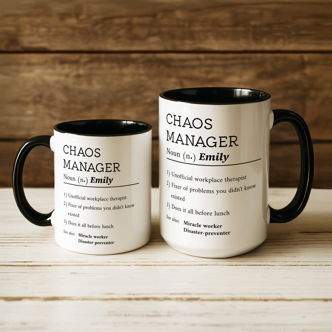 Chaos Manager Personalized Mug - Custom Name Office Gift - Funny ...