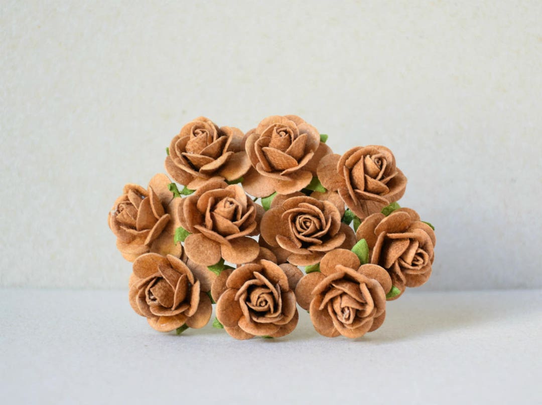 20 Mm / 10 Brown Paper Roses for Crafts ,scrapbooking ,card Making ...