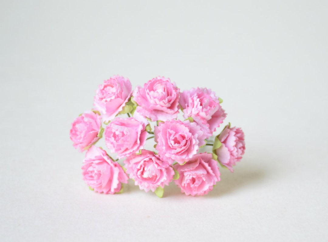 15 Mm / 10 Pink Paper Roses for Crafts ,scrapbooking ,cardmaking ...