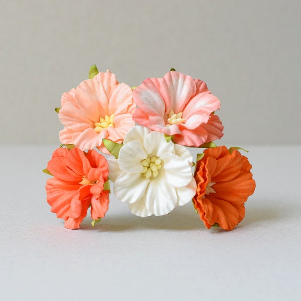 Orange Paper Flowers - Etsy