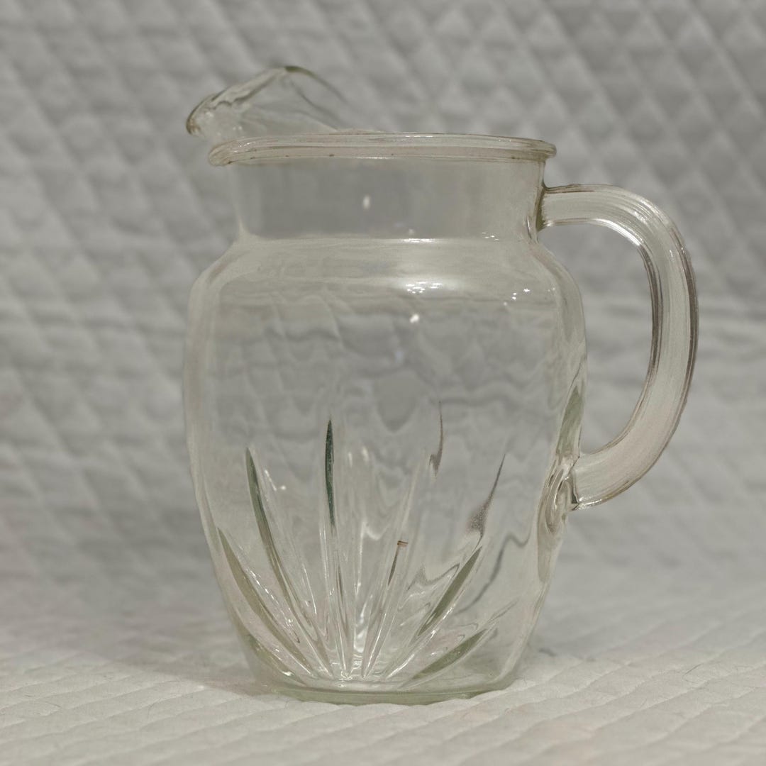 Vintage Clear Glass Pitcher With Starburst Design, Made by Federal ...