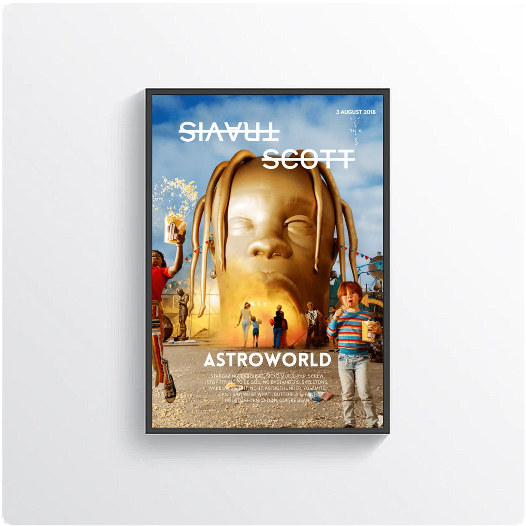 Travis Scott Astroworld Album Cover Art Print: Minimal Hip Hop Decor ...
