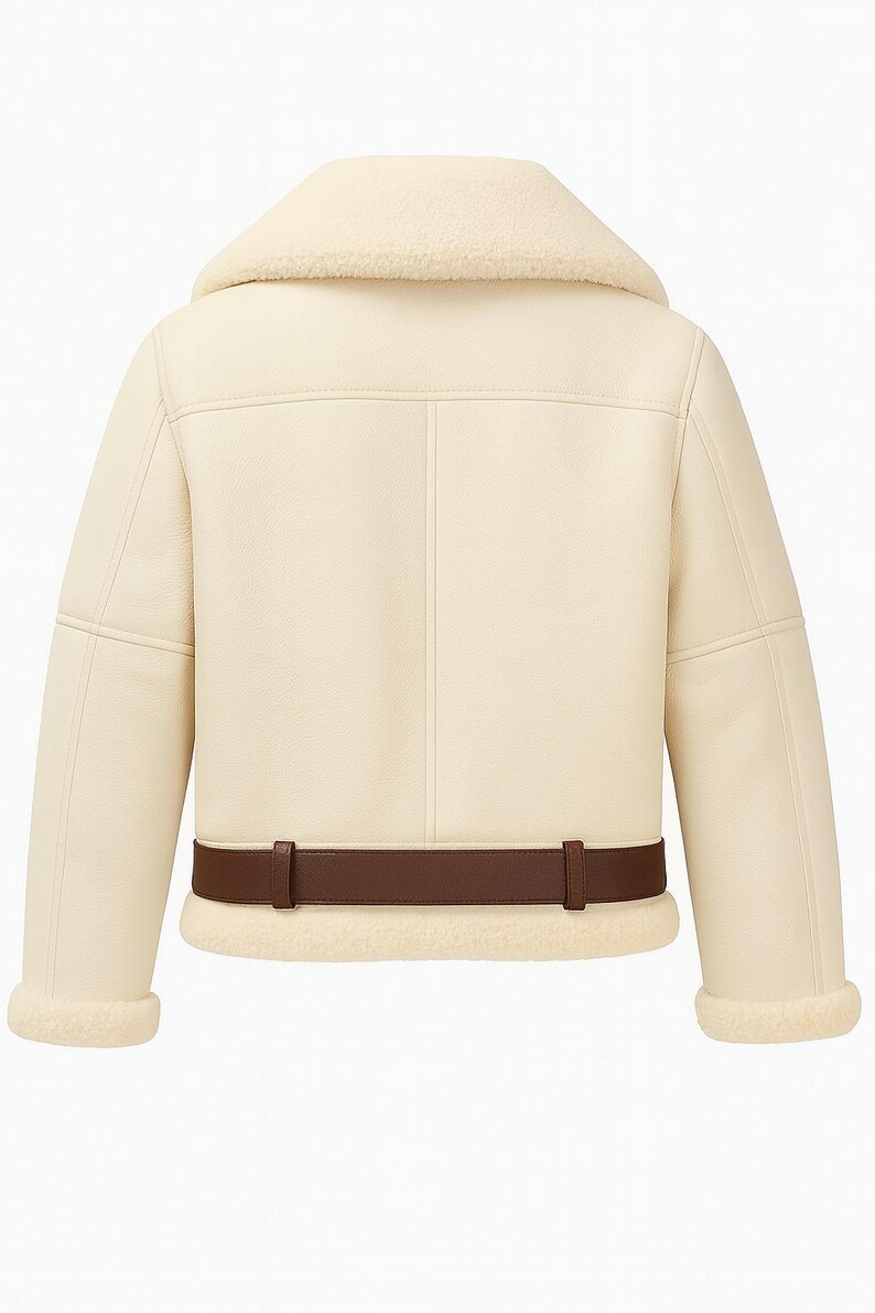Vintage Cream Shearling Leather Aviator Coat – Women’s Winter Jacket - Etsy