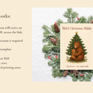 Mama Bear Christmas Card Template: Editable Bear Family (digital ...