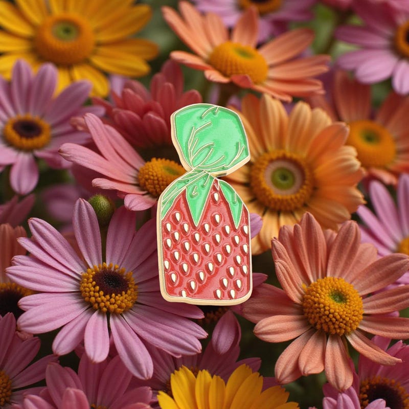 Enamel Strawberry Pins - Etsy