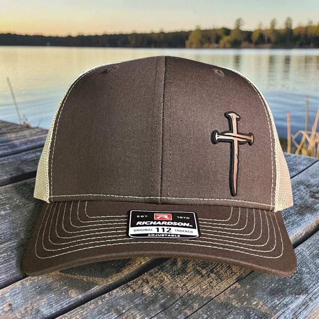 Three Nail Cross Leather Patch Hat, Men's Christian Richardson Snapback ...