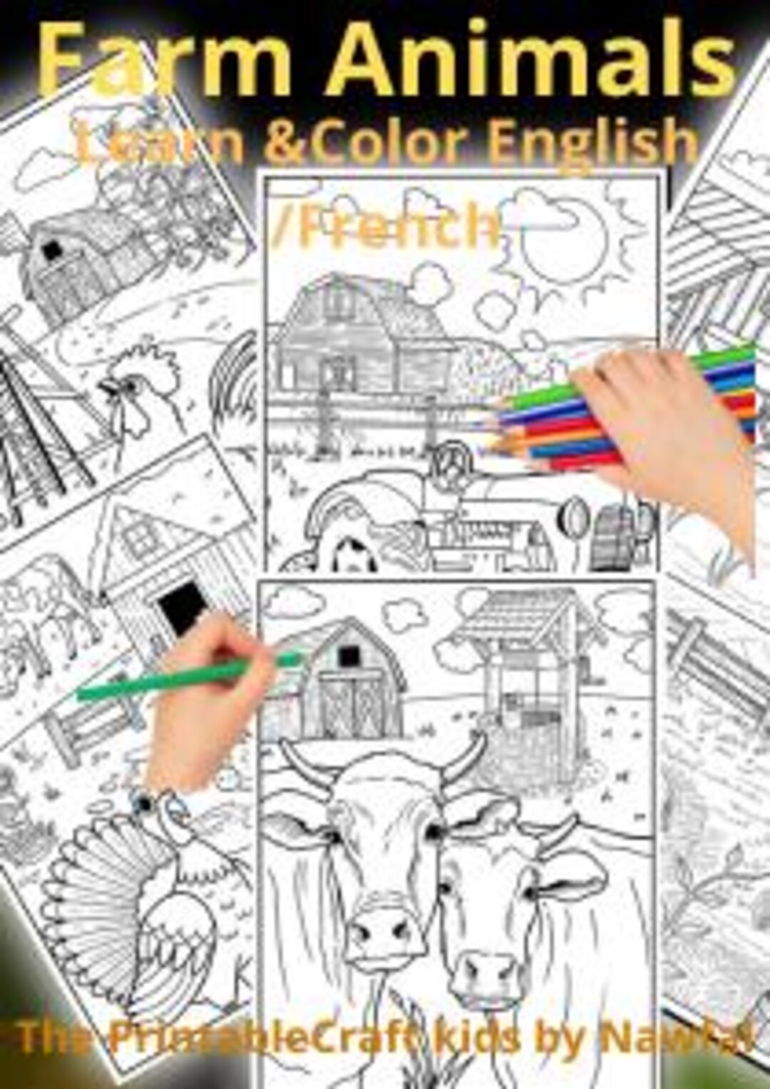 Bilingual Coloring Book – Farm Animals | Learn English & French | 39 ...