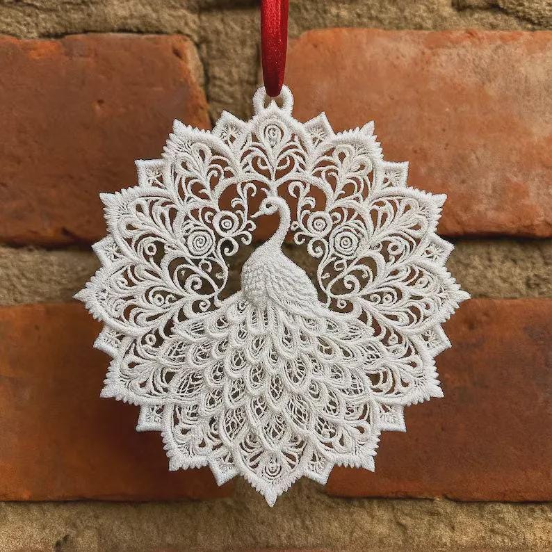 FSL White Peacock - Embroidery Design - Etsy