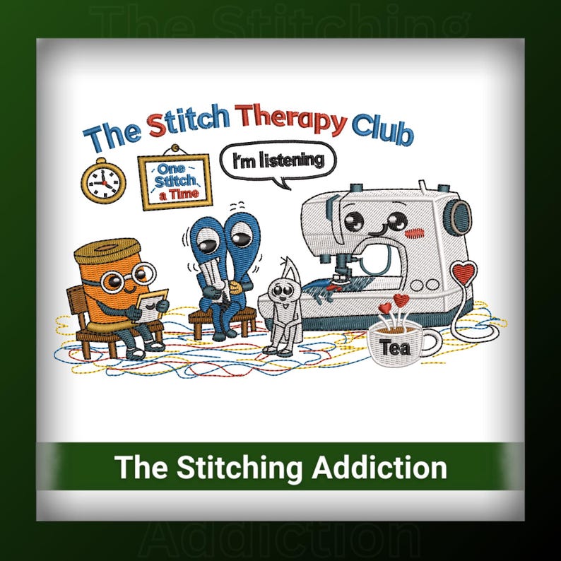 Stitch Therapy Club Machine Embroidery Design | 5x7 Hoop | Sewing Lover ...