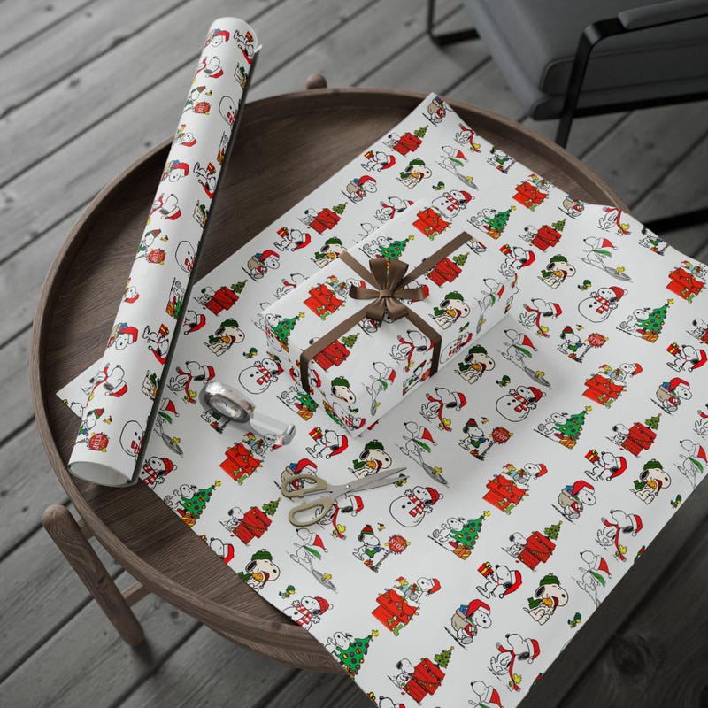 Snoopy Holiday Wrapping Paper - Etsy