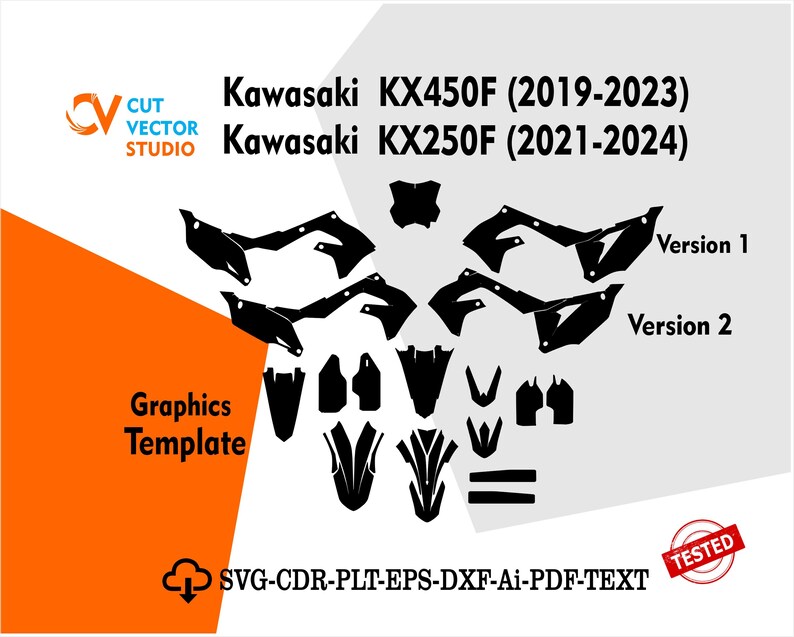 Kawasaki KX450F (2019-2023) KX250F (2021-2024) Vector Templete File ...
