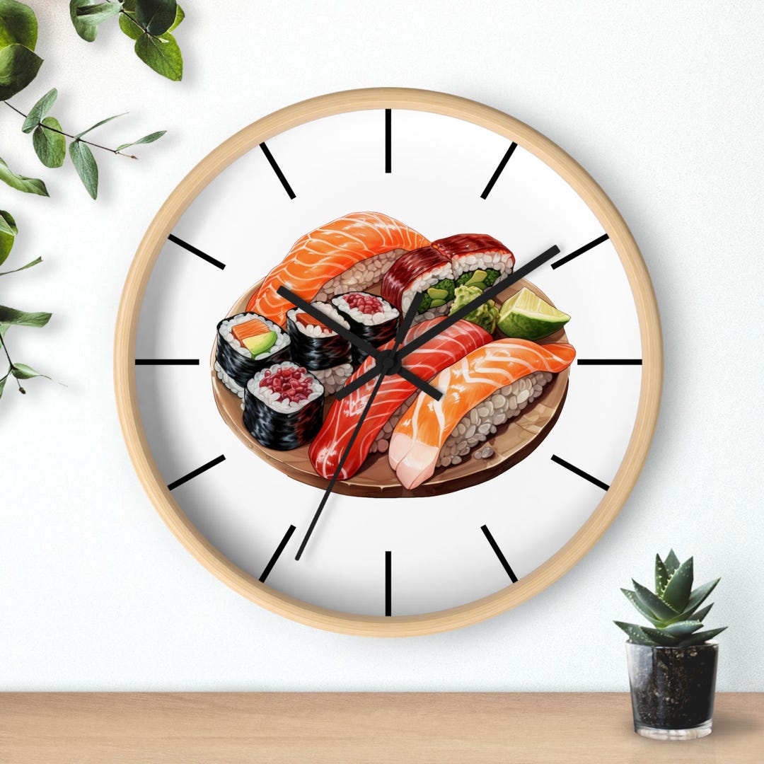 Sushi Lover's Wall Clock, Kitchen Decor, Foodie Gift, Unique Clocks ...