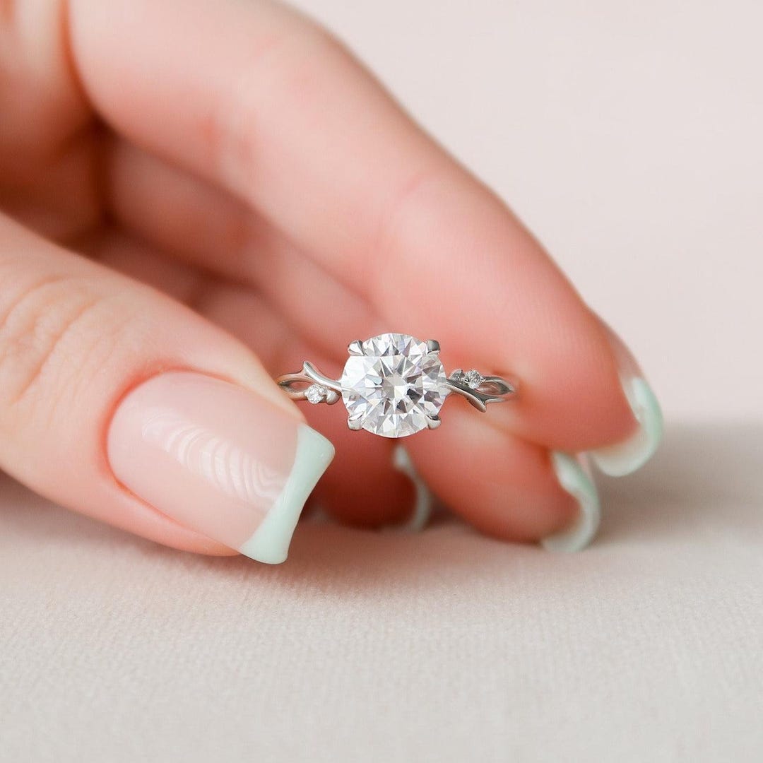 3/4 Eternity Three Side Pave Set Fancy Ring, 14k/18k Solid Gold Wedding ...