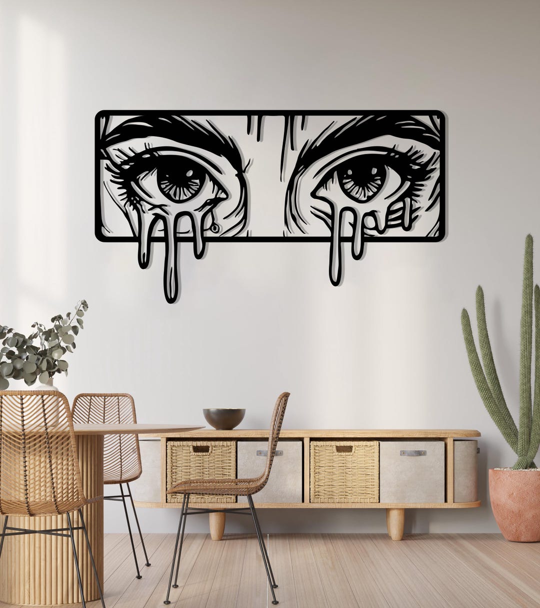 Crying Eyes Wall Art, Dripping Eyes Metal Decor, Sad Face Wall ...