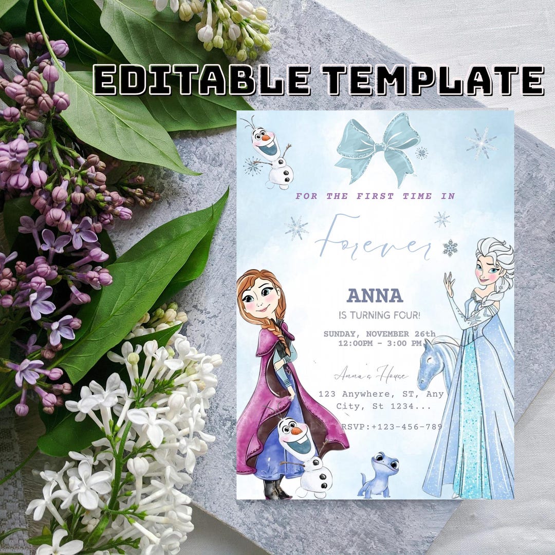 Frozen Elsa Birthday Invitation, Girls Third Birthday, Editable ...