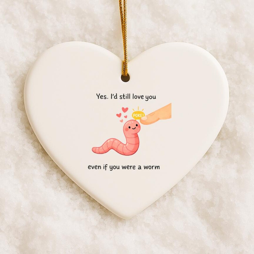 Funny Worm Love Ornament, Cute Worm Ornament, Sweet Greeting Ornament ...